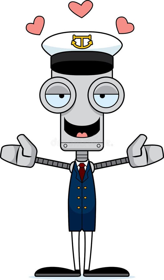 Cartoon Boat Captain Robot Hug Stock Vector - Illustration of robot ...