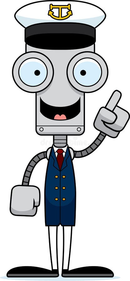 Cartoon Boat Captain Robot Idea Stock Vector - Illustration of idea ...