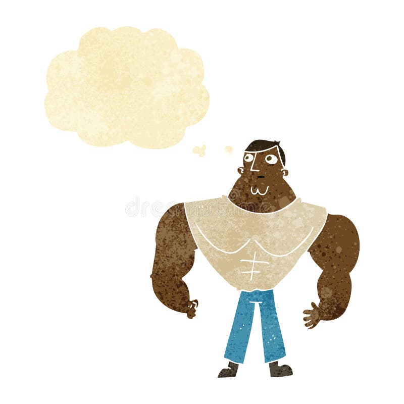 Cartoon Body Builder with Thought Bubble Stock Illustration ...