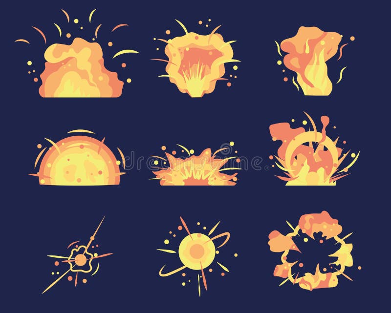 Cartoon Explosion Collection. Explode Animation Effect. Stock Vector ...