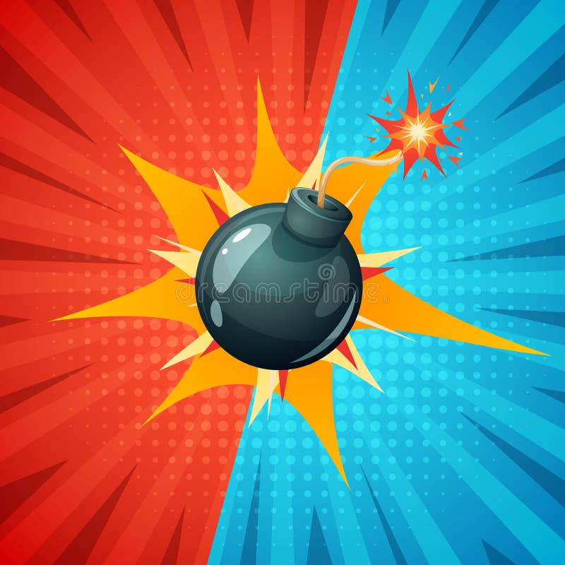 Cartoon Bomb, Fuse, Wick, Spark Icon. Stock Vector - Illustration of ...