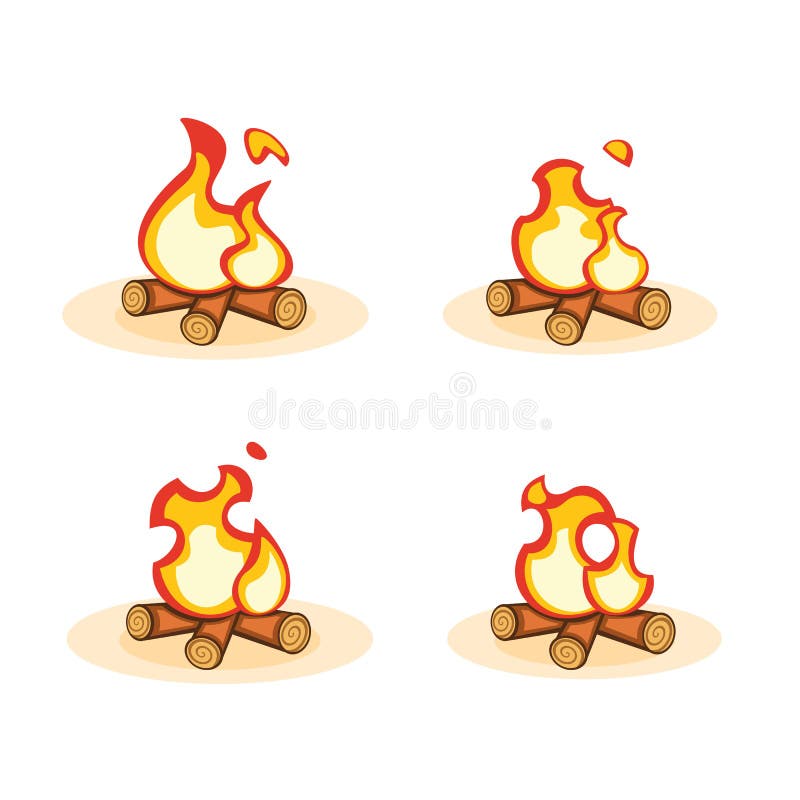 Cartoon Bonfire with Burning Animation Stock Vector - Illustration of ...