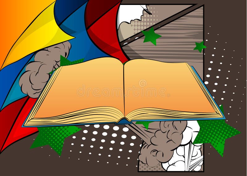 Cartoon Book, Comic Book Library. Retro Vector Comics Pop Art Design ...