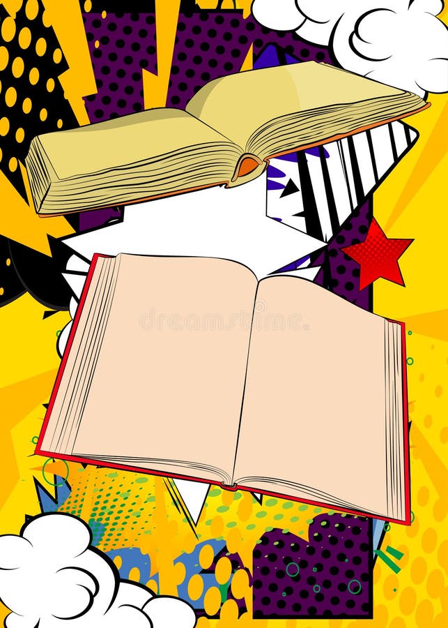 Cartoon Book, Comic Book Library. Retro Vector Comics Pop Art Design ...