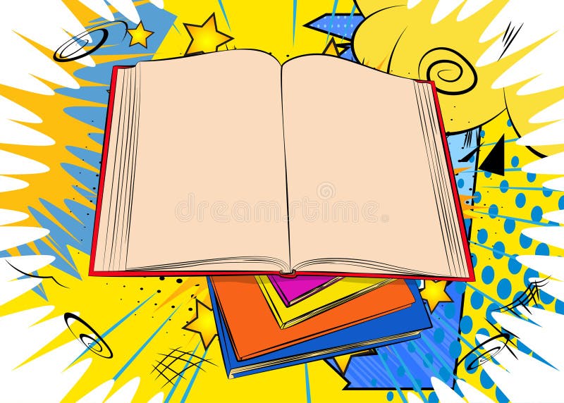 Cartoon Book, Comic Book Library. Retro Vector Comics Pop Art Design ...