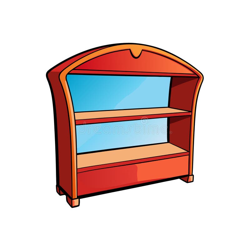 Cartoon Bookshelf with Three Shelves, Vector Illustration Isolated ...