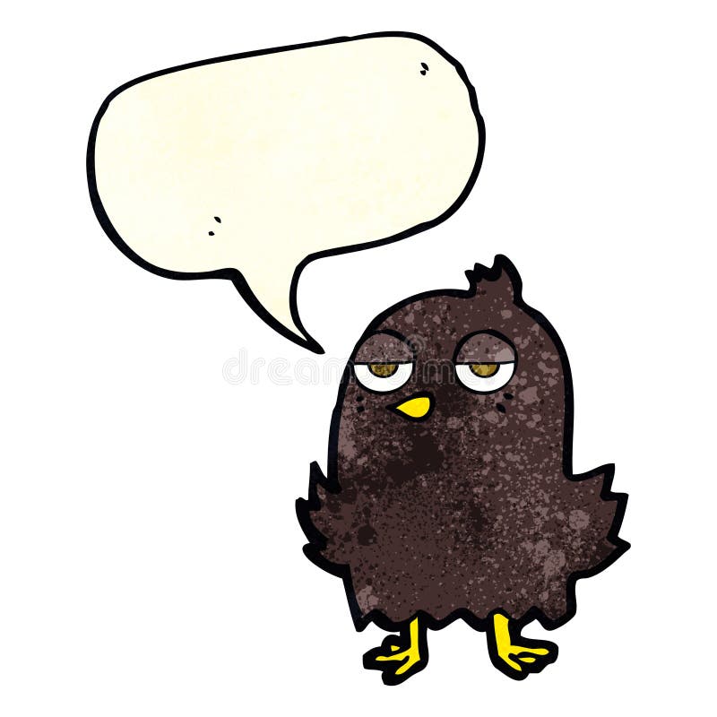 Cartoon Bored Bird with Speech Bubble Stock Illustration - Illustration ...