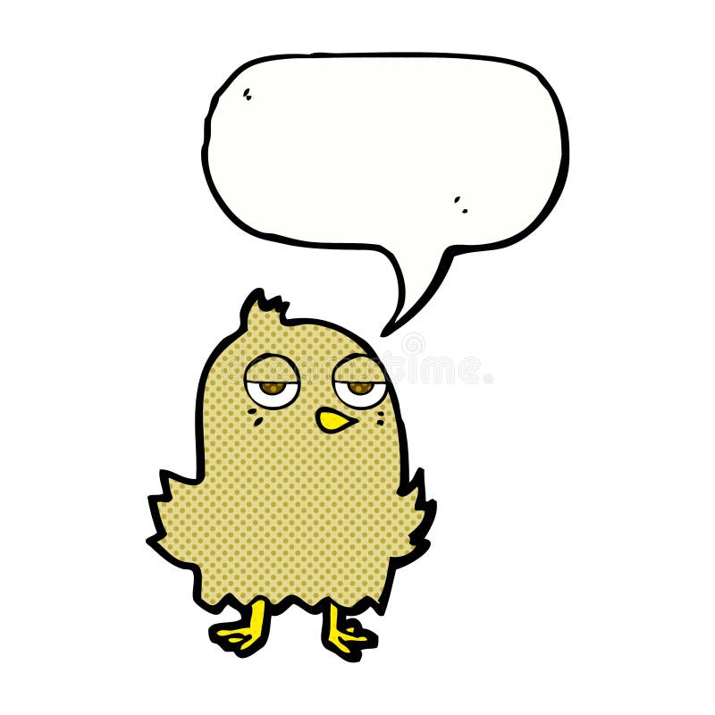 Cartoon Bored Bird with Speech Bubble Stock Illustration - Illustration ...