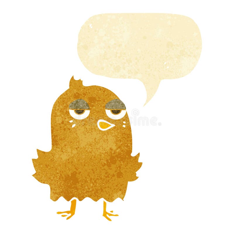 Cartoon Bored Bird with Speech Bubble Stock Illustration - Illustration ...