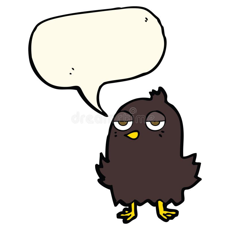 Cartoon Bored Bird with Thought Bubble Stock Illustration ...