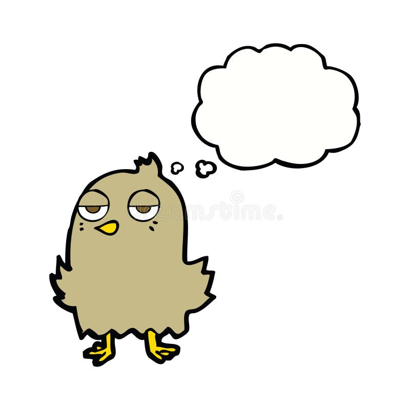Cartoon Bored Bird with Thought Bubble Stock Illustration ...