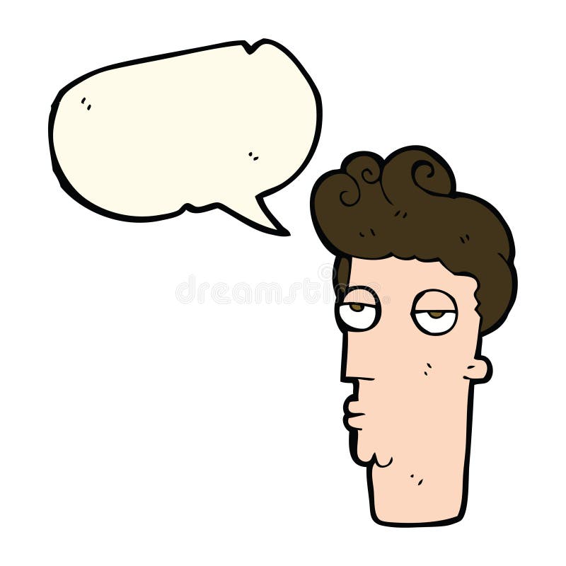 Cartoon Bored Man S Face with Speech Bubble Stock Illustration ...