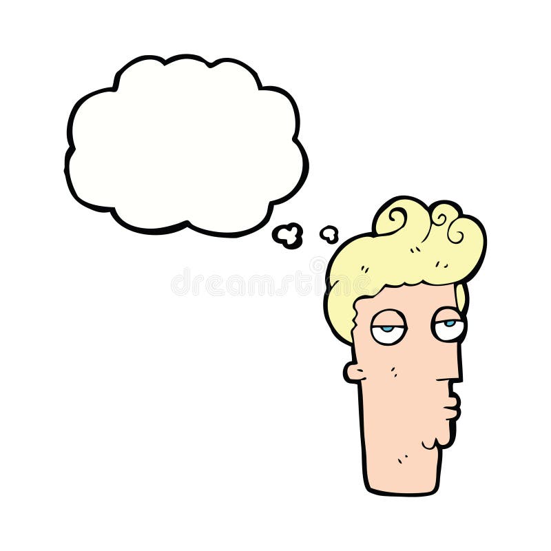 Cartoon Bored Man S Face with Thought Bubble Stock Illustration ...