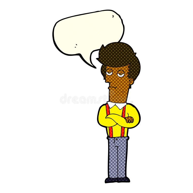 Cartoon Bored Man with Speech Bubble Stock Illustration - Illustration ...
