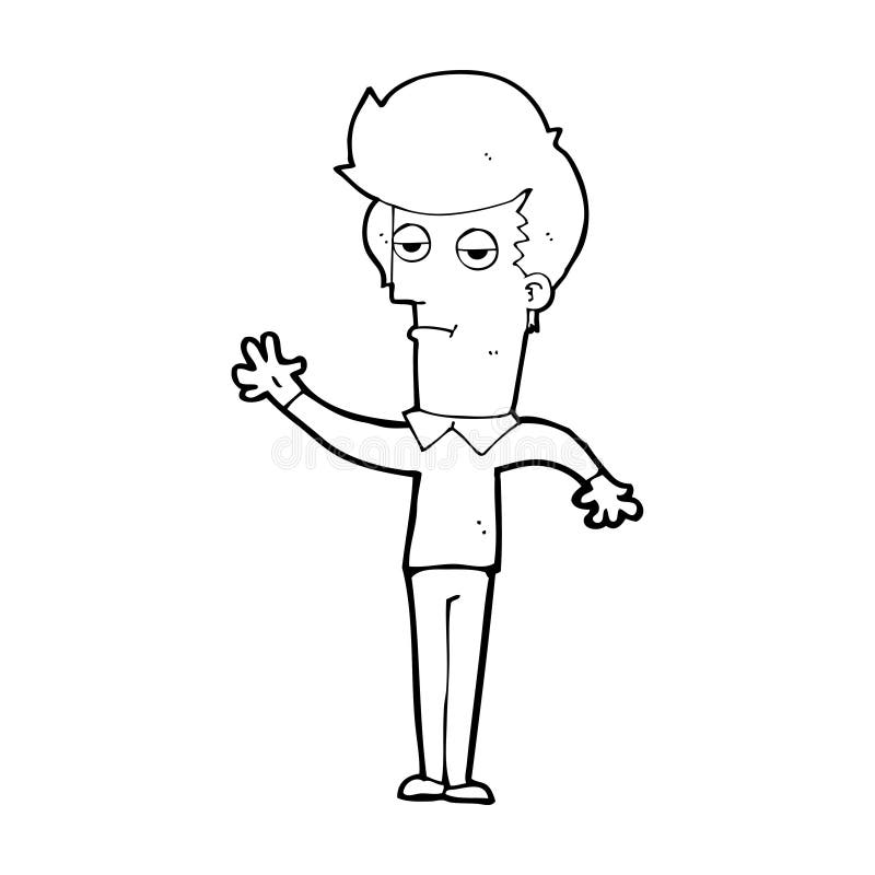 Cartoon bored man waving stock illustration. Illustration of quirky ...