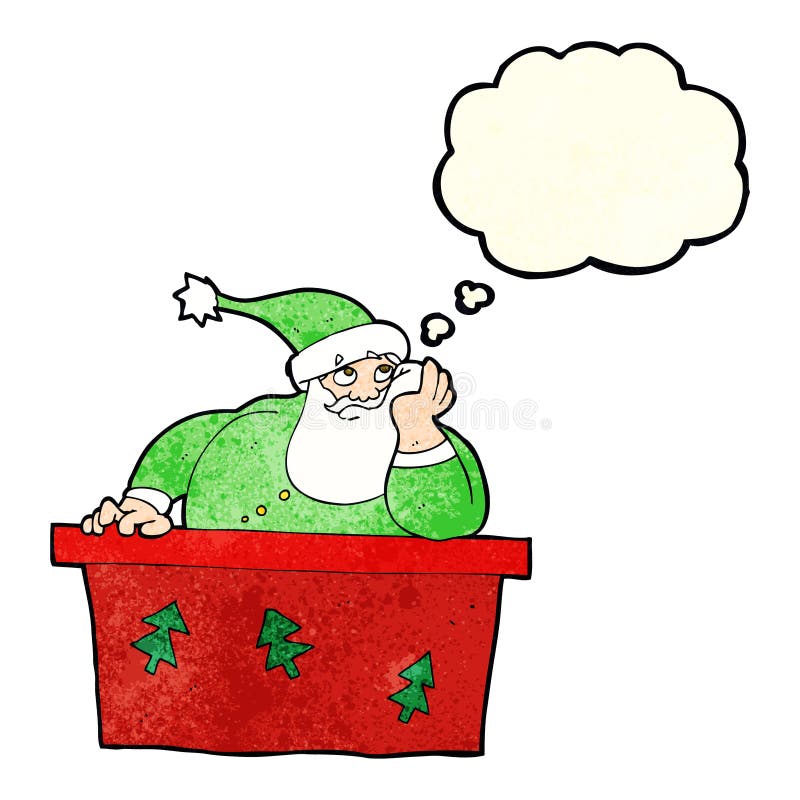 Cartoon Bored Santa Claus with Thought Bubble Stock Illustration ...