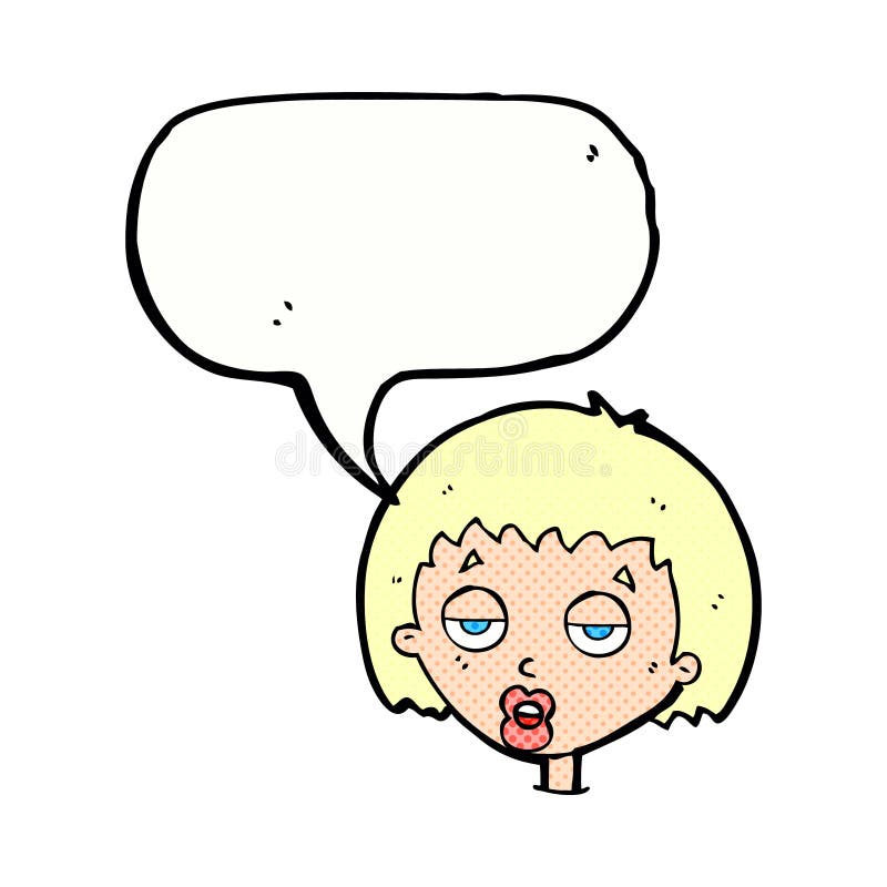 Cartoon Bored Woman with Speech Bubble Stock Illustration ...