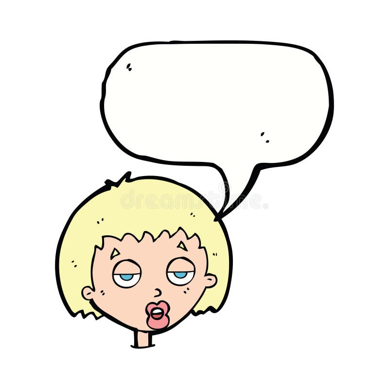 Cartoon Bored Woman with Speech Bubble Stock Illustration ...