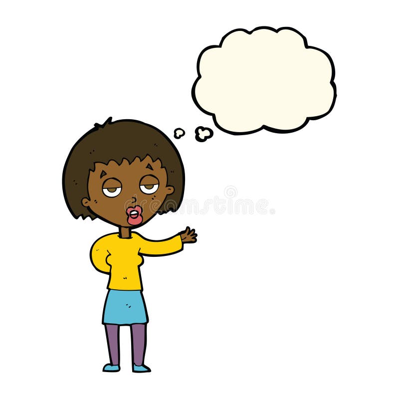 Cartoon Bored Woman with Thought Bubble Stock Illustration ...
