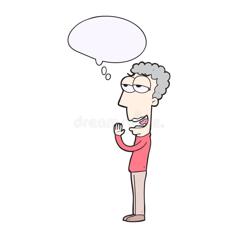 Cartoon Boring Man Yawn with Thought Bubble Stock Illustration ...