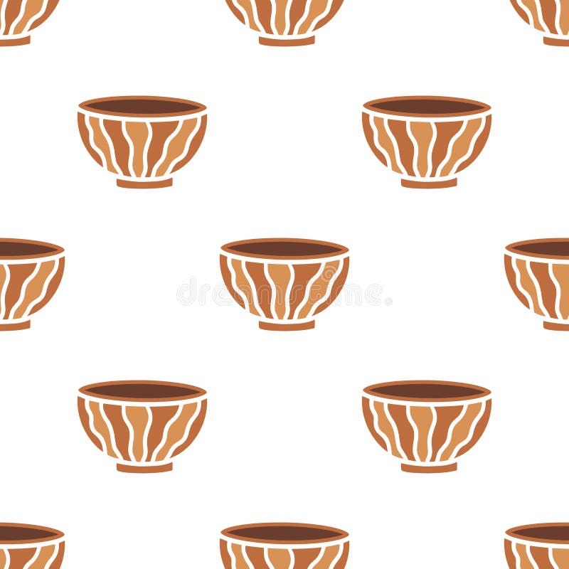 Cartoon Bowl with Beautiful Pattern, Seamless Pattern. Stock ...