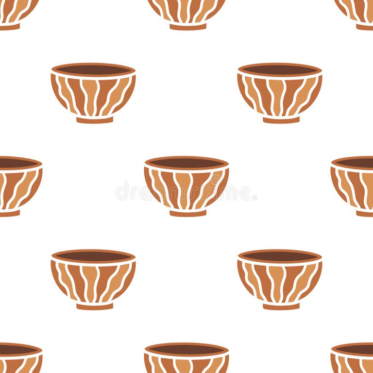 Cartoon Bowl with Beautiful Pattern, Seamless Pattern. Stock ...