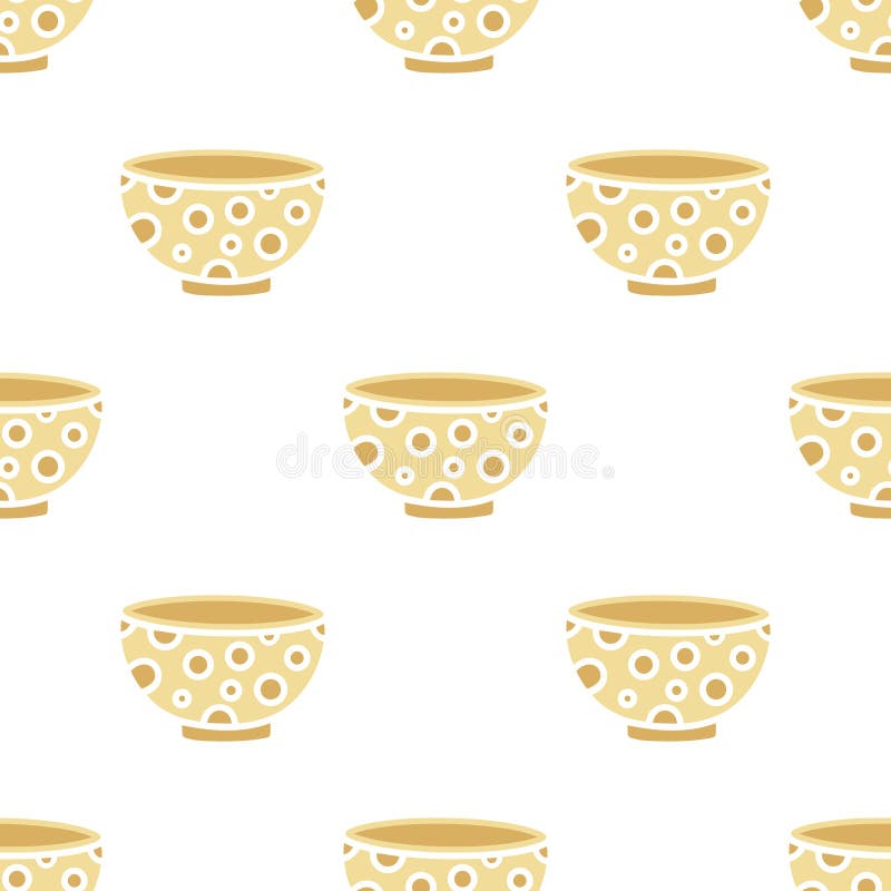 Cartoon Bowl with Beautiful Pattern, Seamless Pattern. Stock ...