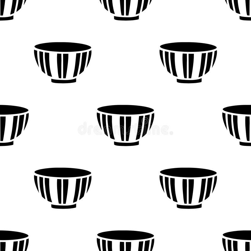Cartoon Bowl Silhouette Seamless Pattern. Stock Vector - Illustration ...