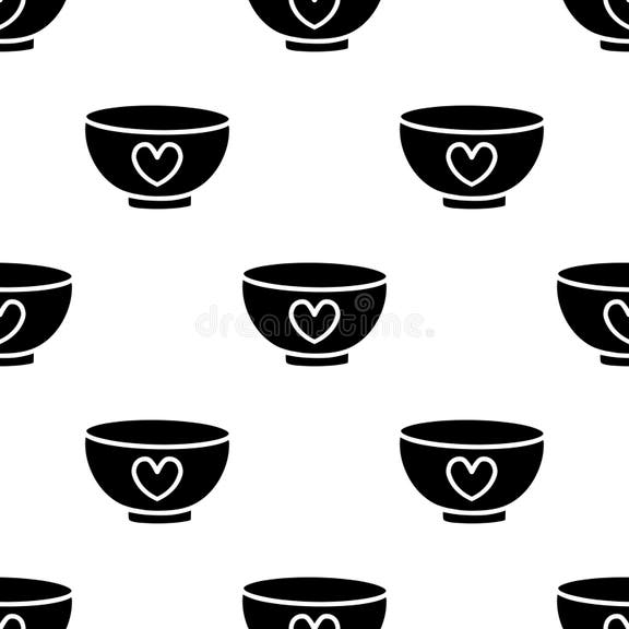 Cartoon Bowl Silhouette Seamless Pattern. Stock Vector - Illustration ...