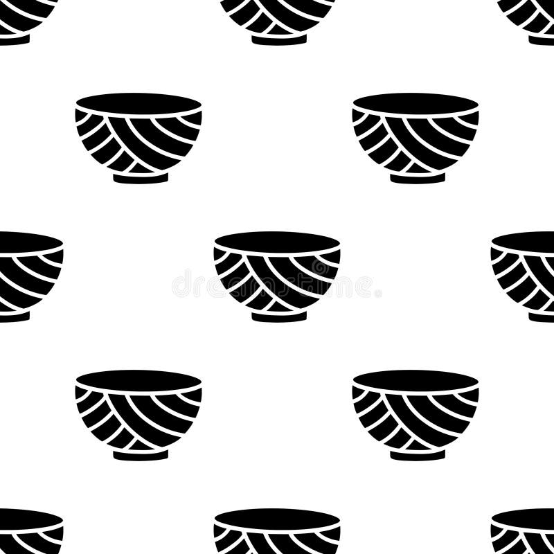 Cartoon Bowl Silhouette Seamless Pattern. Stock Illustration ...