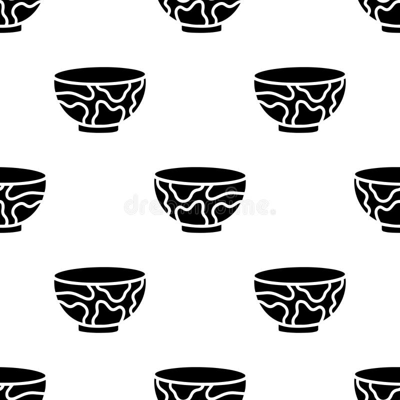 Cartoon Bowl Silhouette Seamless Pattern. Stock Illustration ...