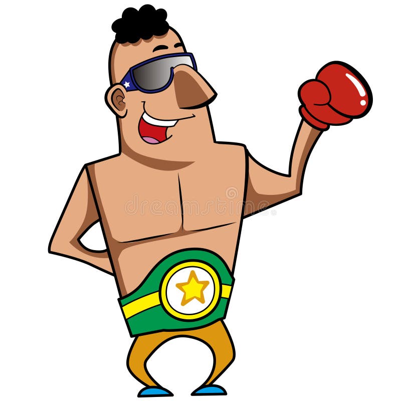 Cartoon Boxer with Boxing Glove Trains Blow Stock Vector - Illustration ...