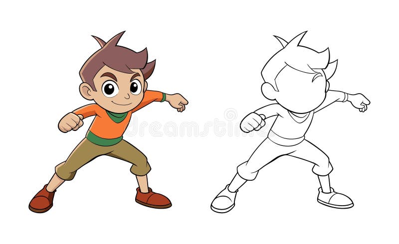 Cartoon Boy Ready To Punch or Fighting Pose Stock Vector - Illustration ...