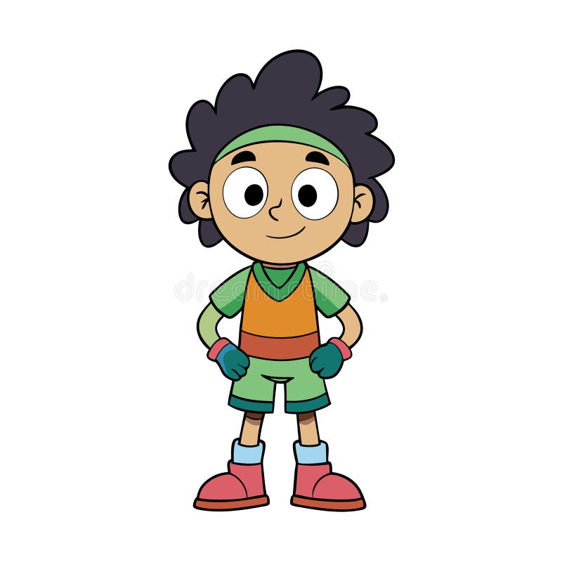 Cartoon Boy Adventure Ready Isolated on White Background Stock ...