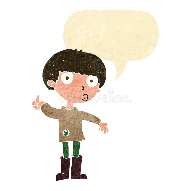Cartoon Boy Asking Question with Speech Bubble Stock Illustration ...