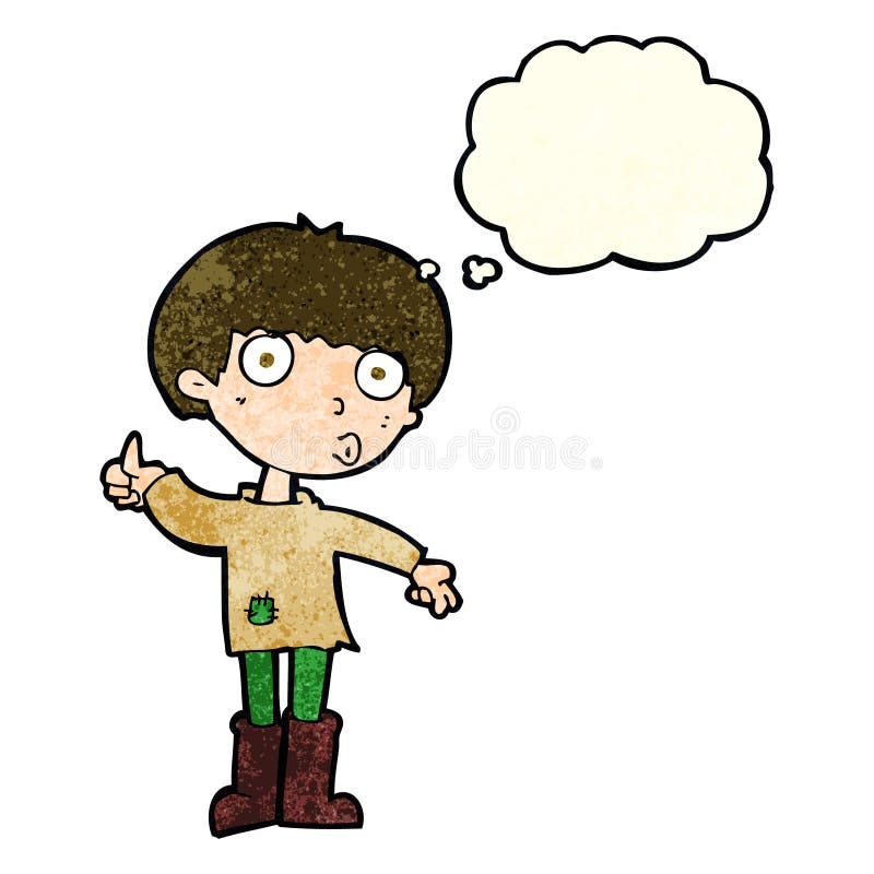 Cartoon Boy Asking Question with Thought Bubble Stock Illustration ...