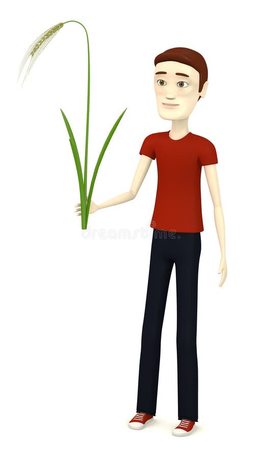 Cartoon Boy with Barley Stalk Stock Illustration - Illustration of ...