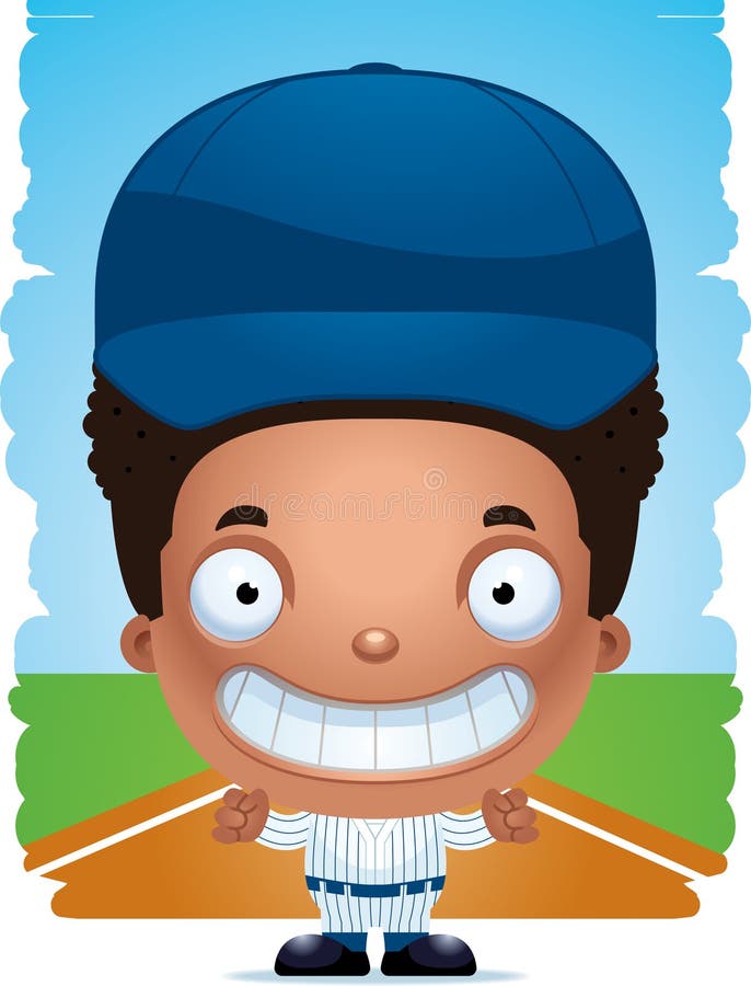 Cartoon Boy Baseball Player Smiling Stock Vector - Illustration of kids ...