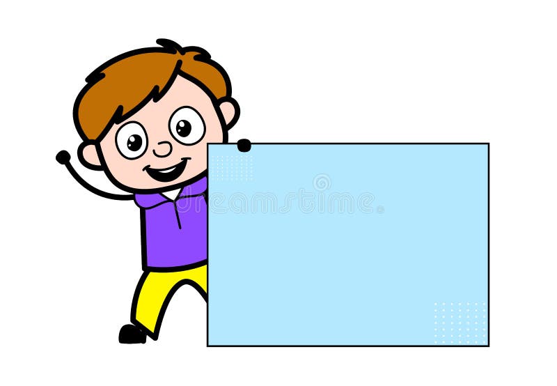 Cartoon Boy with Blank Banner Stock Illustration - Illustration of ...