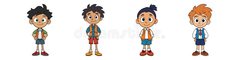 Cartoon Boy Character Design Set. Vector Art Style Stock Vector ...