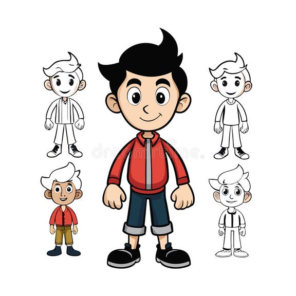 Cartoon Boy Character Design Variants Full Shot Pose Stock Image ...