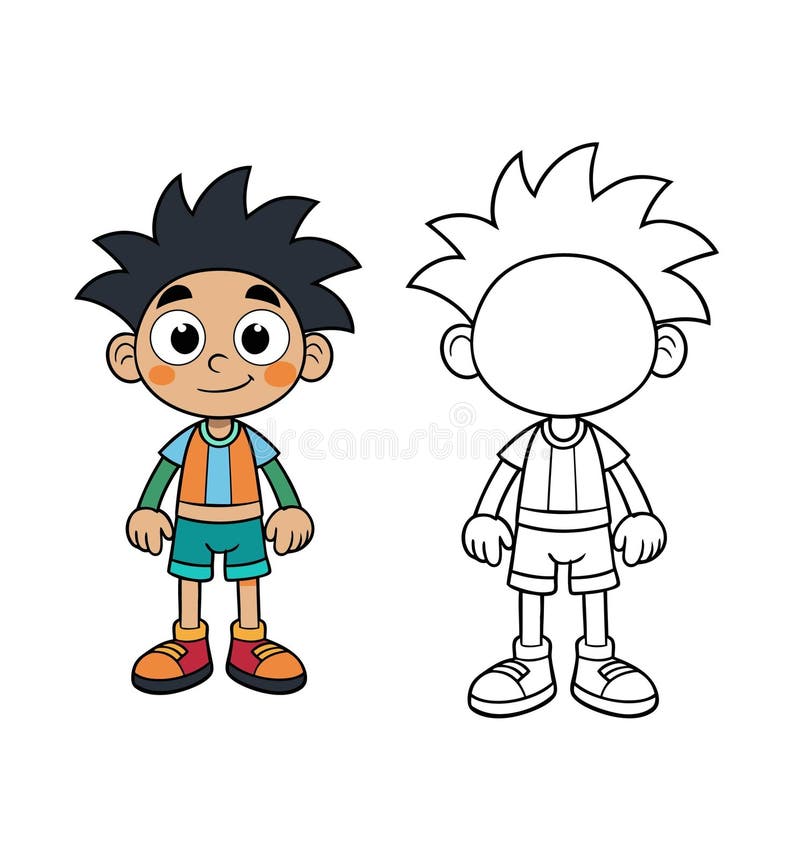 Cartoon Boy Character Illustration with Joyful Expression Stock Vector ...