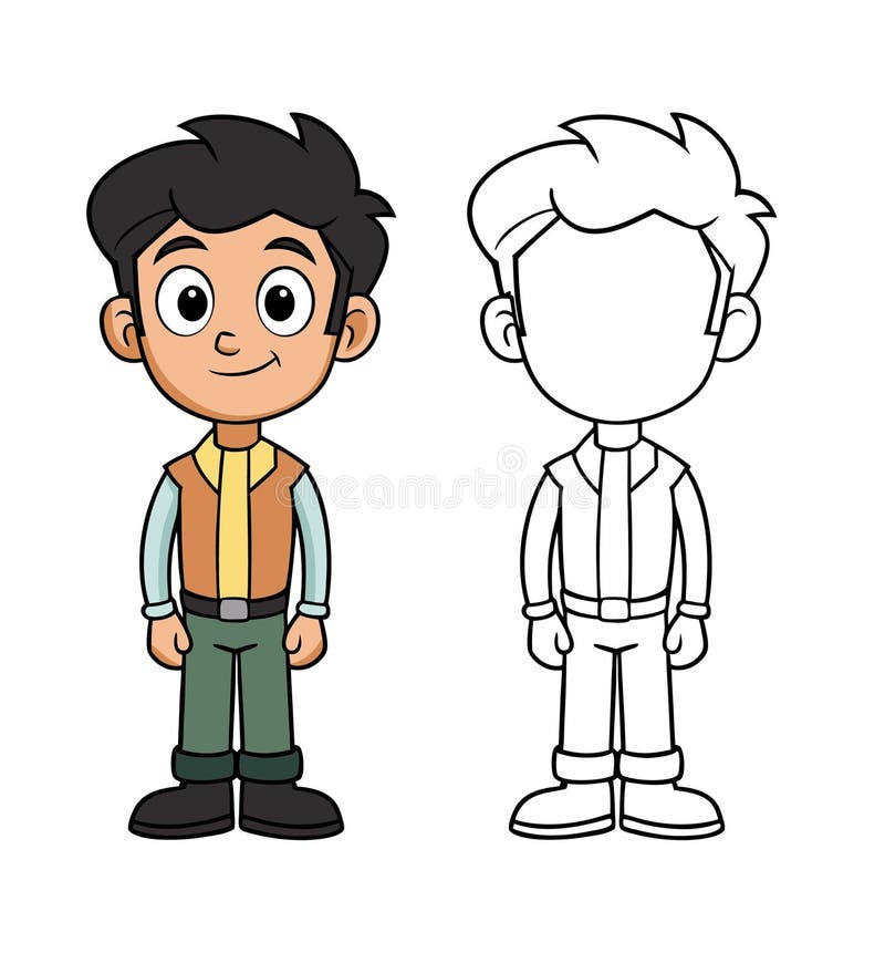 Cartoon Boy Character Illustration Vector, Full Body Stock Vector ...