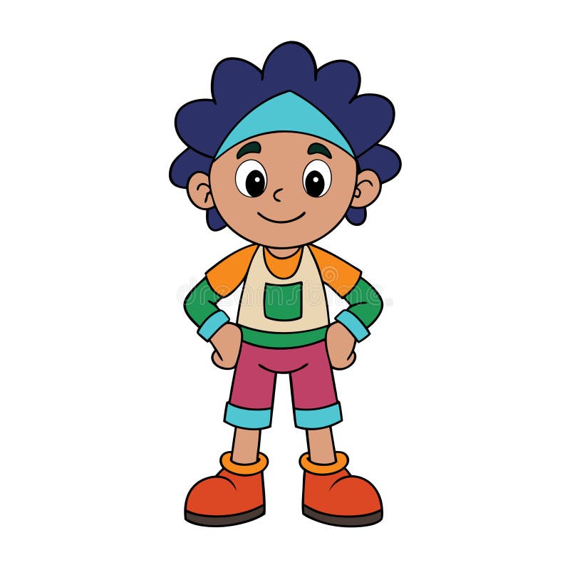 Cartoon Boy Character Standing with Hands on Hips Stock Illustration ...