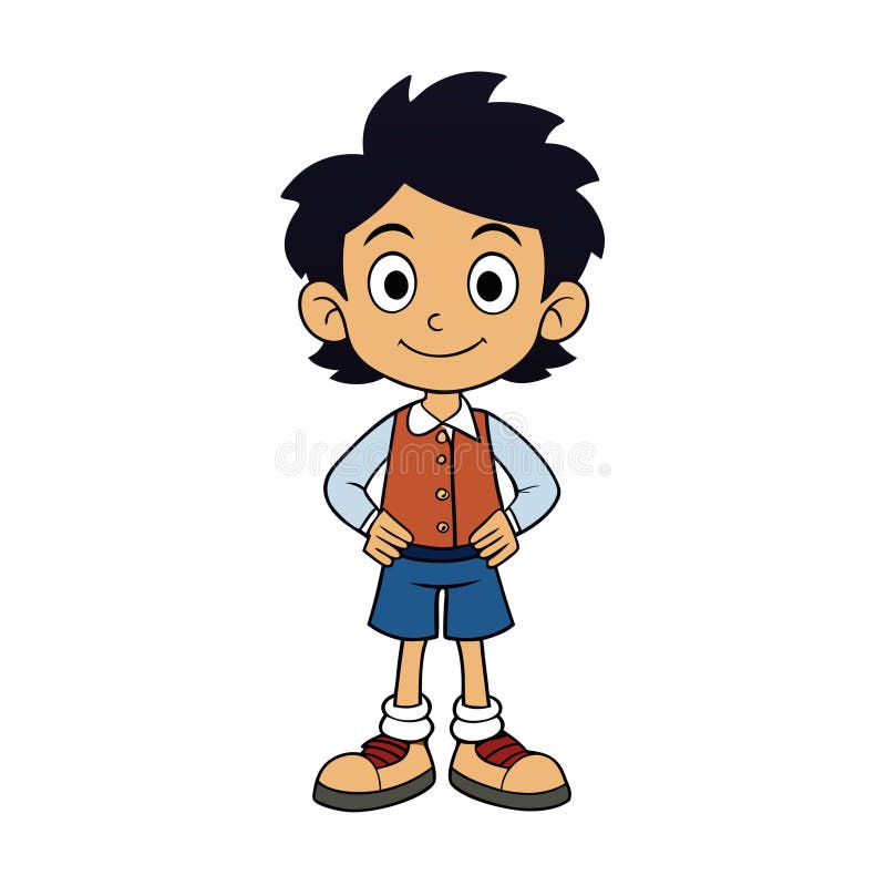Cartoon Boy Standing Isolated on White Background Illustration Stock ...