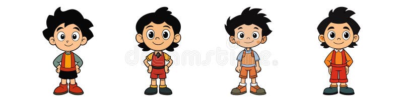 Cartoon Boy Character Variations Design Vector Illustration Stock ...