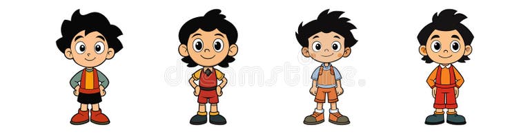 Cartoon Boy Character Variations Design Vector Illustration Stock ...