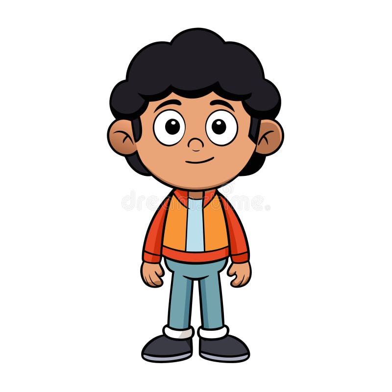 Cartoon Boy Character Wearing Jacket and Blue Pants Stock Illustration ...