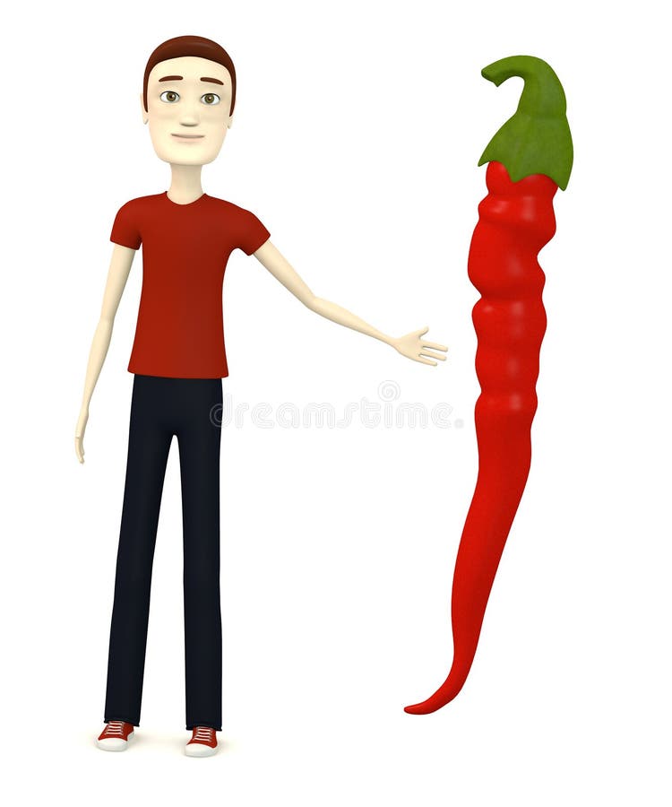 Cartoon Boy with Chilli Pepper Stock Illustration - Illustration of ...