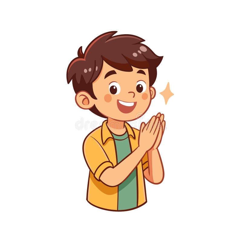 Cartoon Boy Clapping Hands Stock Illustrations – 137 Cartoon Boy ...